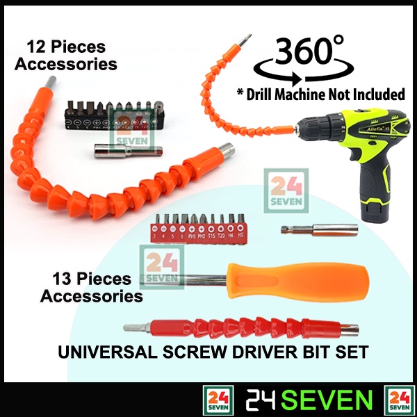 CORDLESS DRILL FLEXIBLE SCREWDRIVER BIT SET UNIVERSAL DRILL FLEXIBLE ...