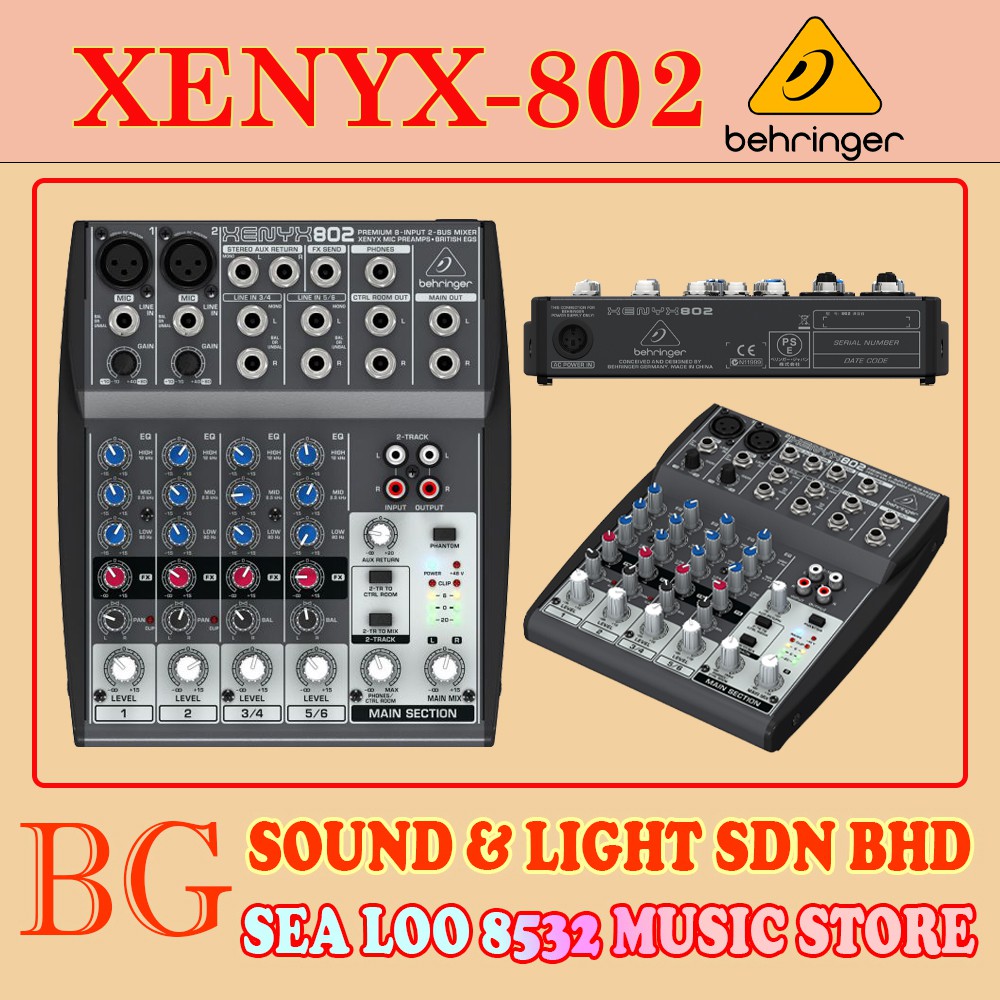 BEHRINGER XENYX 802 / XENYX-802 PREMIUM 8-INPUT 2-BUS MIXER WITH XENYX ...