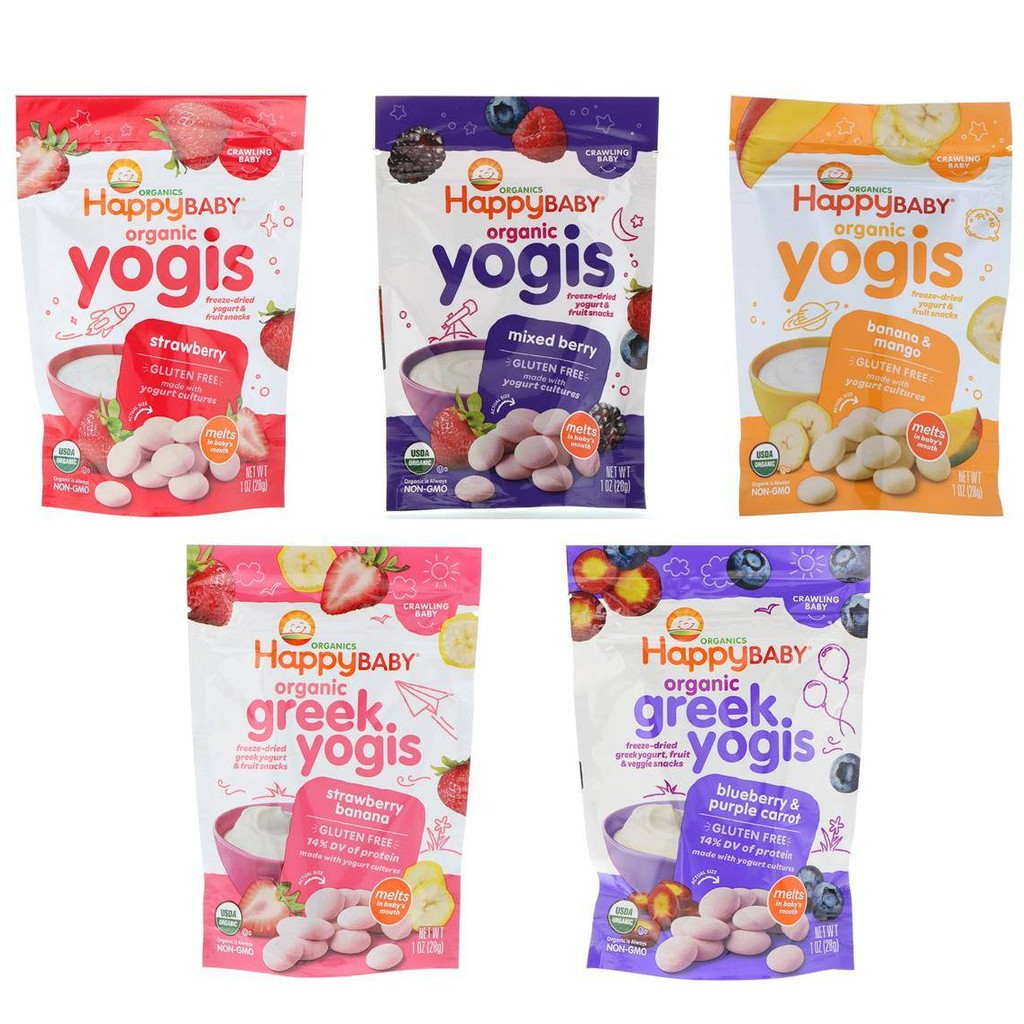 Happy Baby Yogis, Organic Yogis, Organic Greek Yogis, Freeze Dried ...