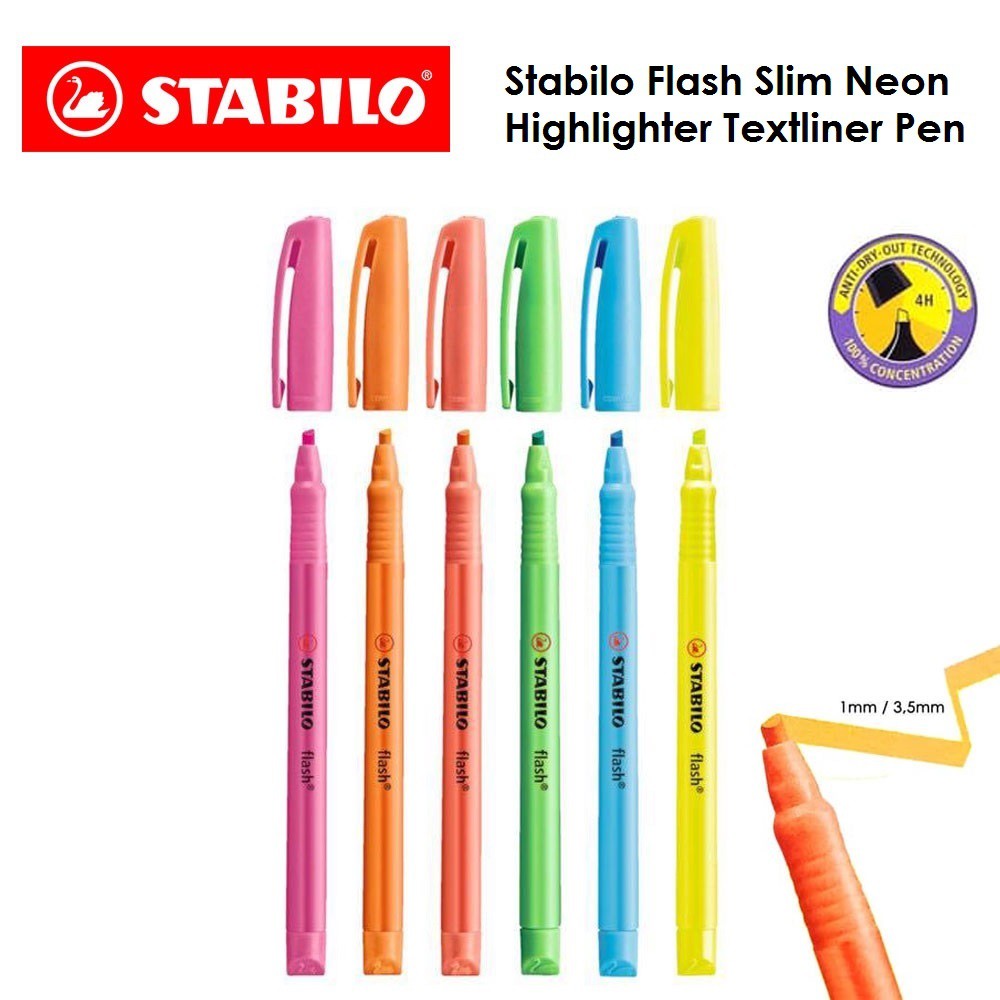 [HippoArt]Stabilo Flash Slim Neon Highlighter Textliner Pen (Per PCS ...