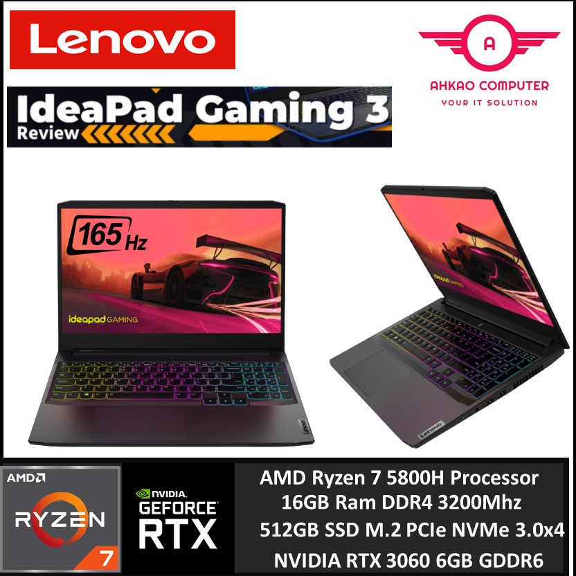 Lenovo IdeaPad Gaming 3 15ACH6 82K200B2MJ 15 6 FHD 165Hz Laptop Black