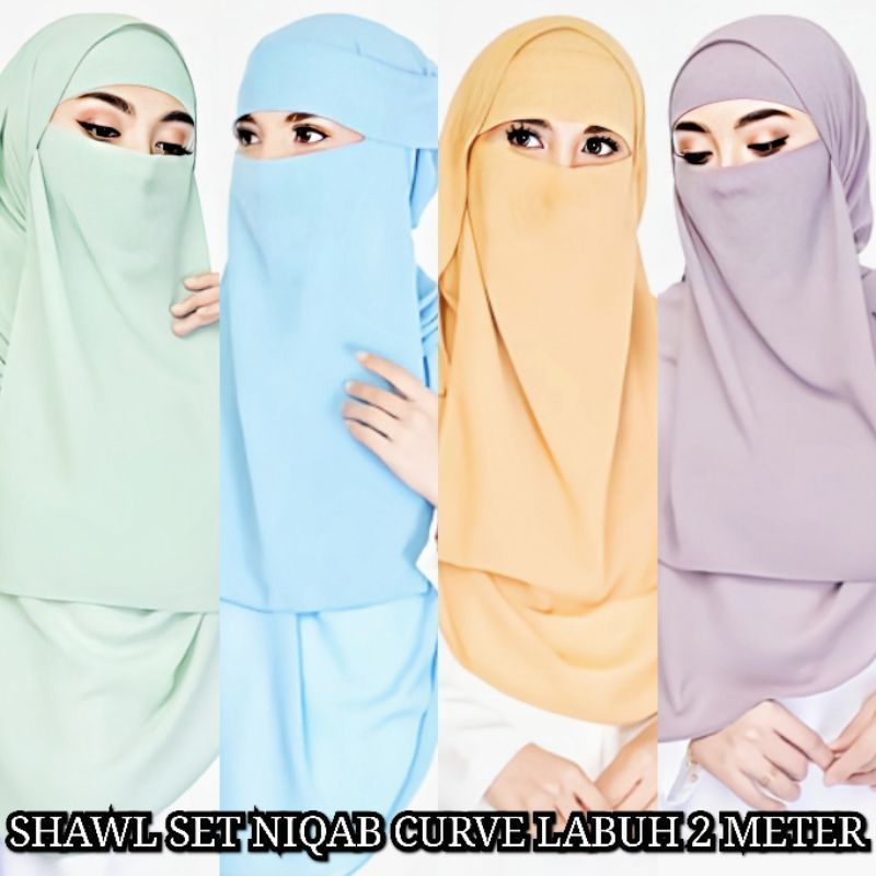 Tudung Shawl Set Niqab Curve 2 Meter (Borong) | Shopee Malaysia