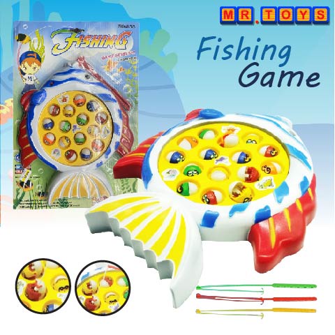 Rotating Pool Board Fishing Game Musical Toy Fish Catching / Mainan ...