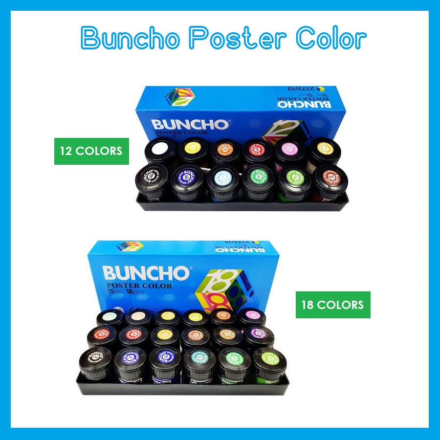 BUNCHO Poster Colour 12/18 Colors 15cc Poster Paint Water Colours ...