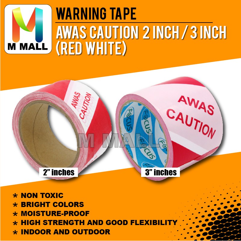 ZEBRA WARNING TAPE 2" / ZEBRA WARNING TAPE 3" (AWAS CAUTION) RED WHITE ...