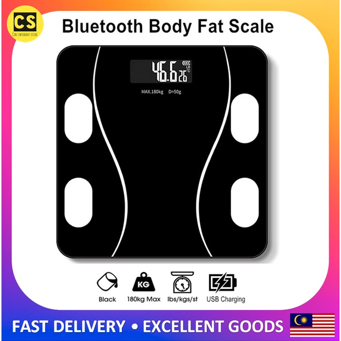 CS Body Fat Scale Bluetooth Body Scales Smart 12-In-1 Digital Weight ...