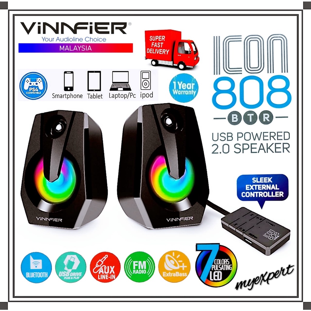 Vinnfier ICON 808 USB Portable Bluetooth Speaker with Extra Bass/Sleek ...