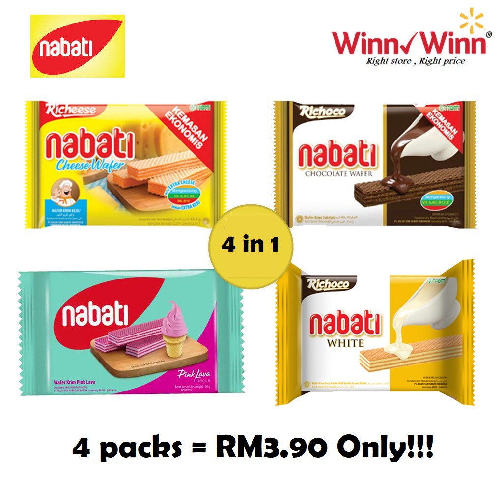 Nabati Cheese/Chocolate/Pink Lava/White/Klapa Lava/Hazelnut Wafer (4 X ...