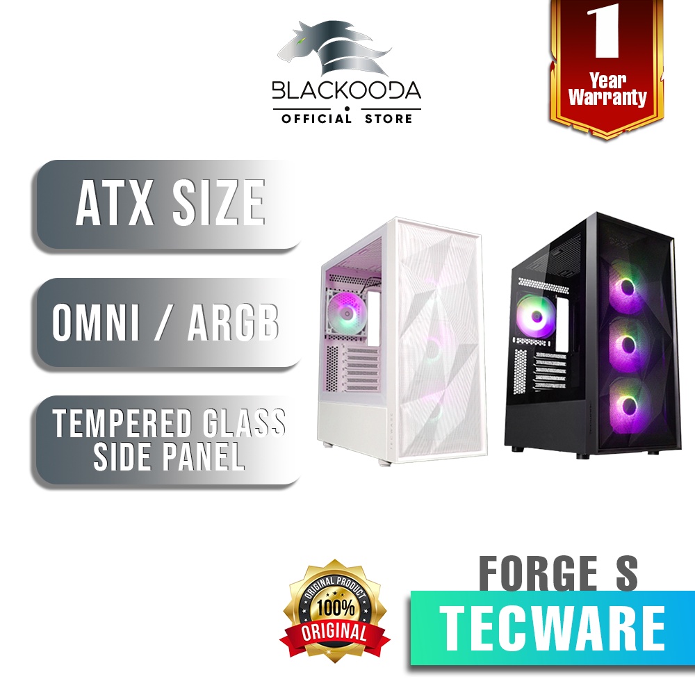 TECWARE FORGE S TG ARGB ATX GAMING CASE /FORGE S TG OMNI [BLACK | WHITE ...