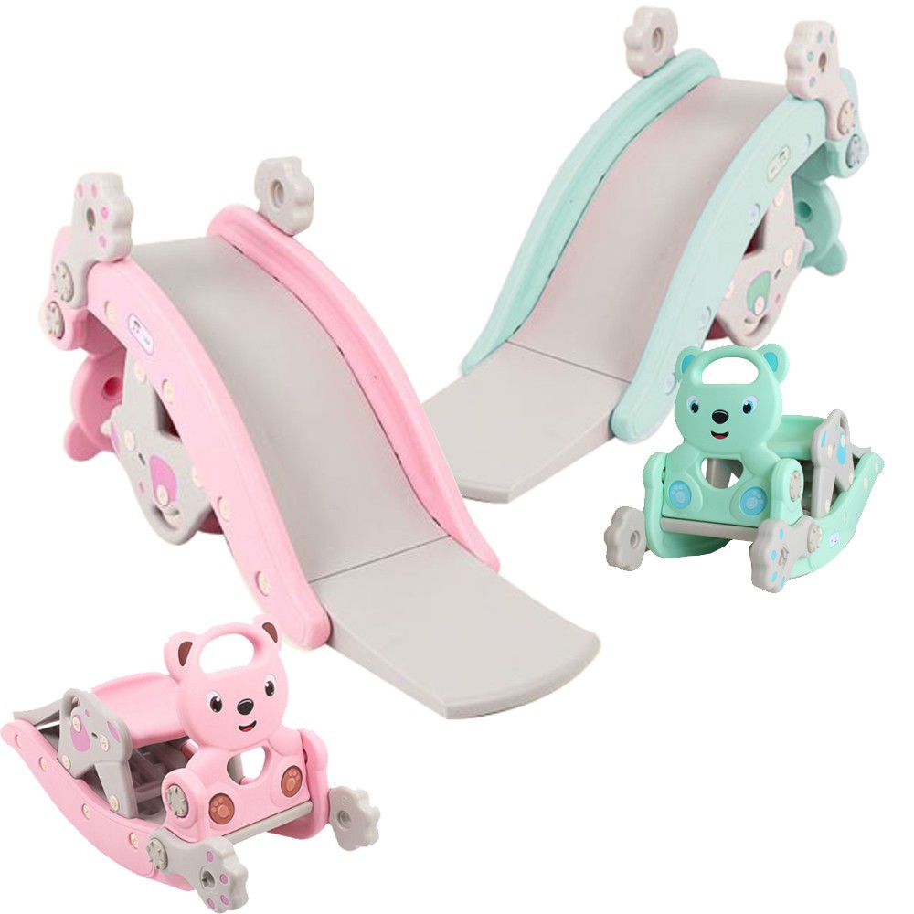 Foldable 2 in 1 Gelongsor budak Slide & Rocker Bear kids rocking chair ...