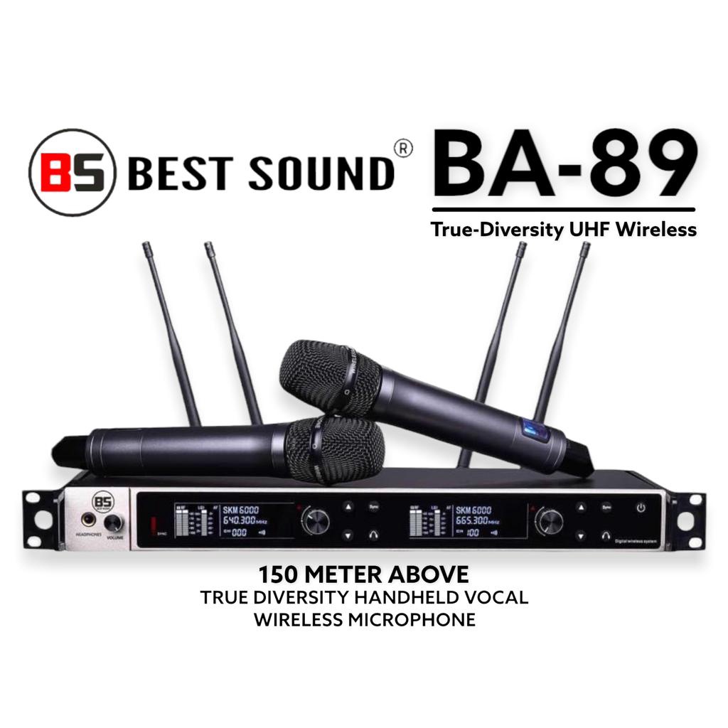 BS BEST SOUND BA-89 True Diversity UHF 2ch Handheld Wireless Microphone System Karaoke Singing ...