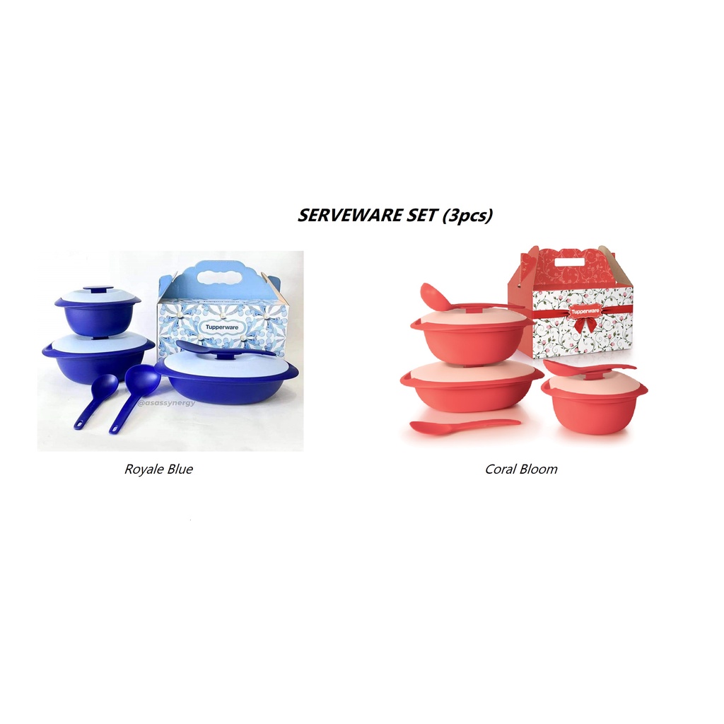 Tupperware Tableware Royale Blue / Coral Blooms Serving Set (3pcs) Set ...