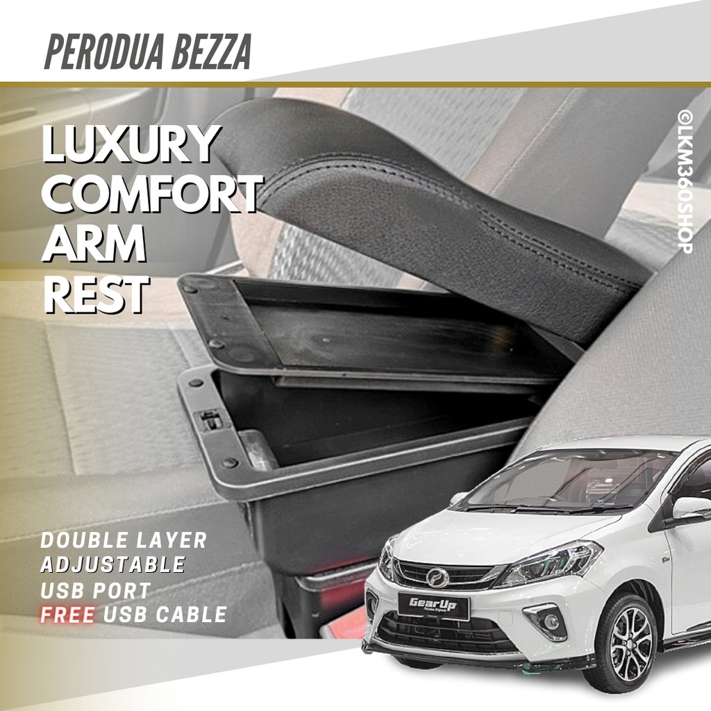Perodua Bezza 2020 Luxury New Surface Armrest USB LED Indicator Double ...
