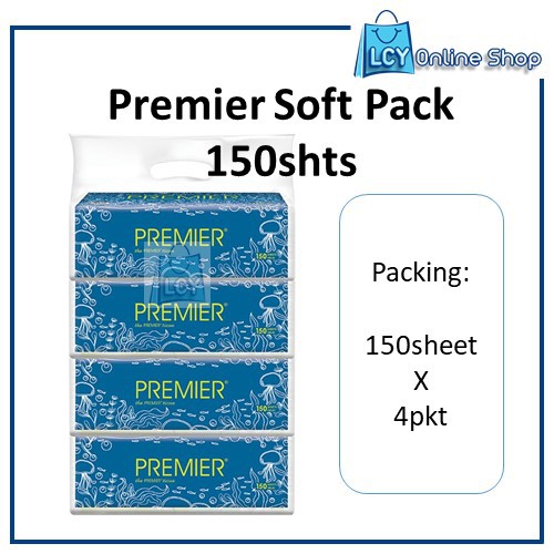 Premier Soft Pack Facial Tissue 2ply 150's X 4pkt Tisu Muka | Shopee ...