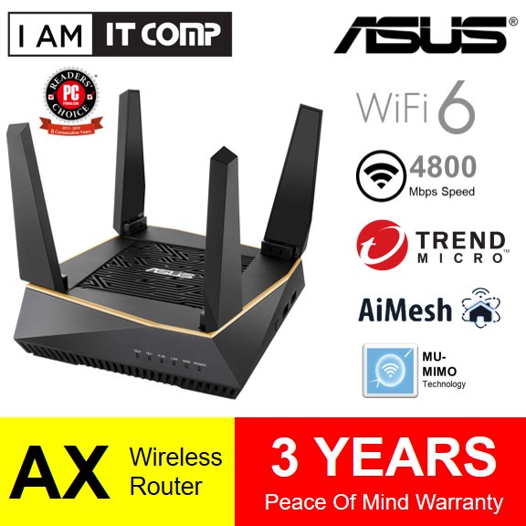 Asus RT-AX92U AX6100 Tri-Band WiFi 6 Gaming Router - WiFi 6 , Tri-Band ...