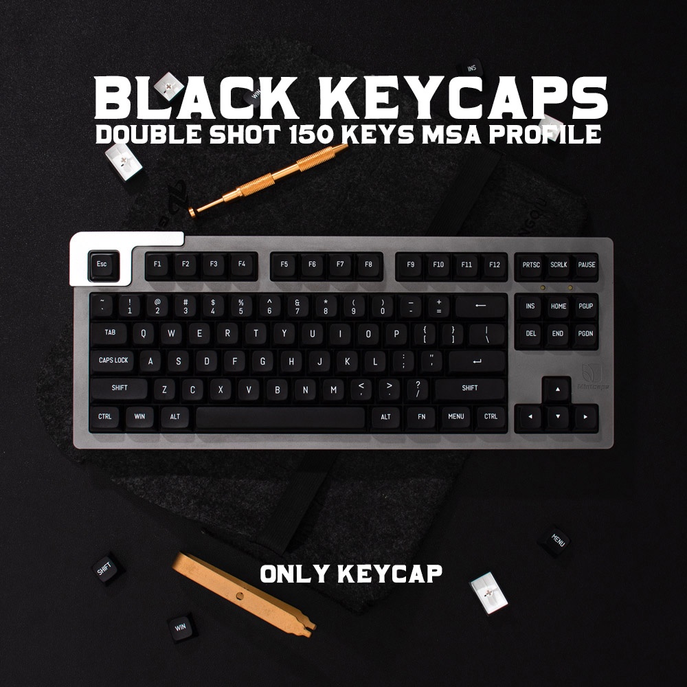 150 Keys Double Shot MSA Profile Keycap Personalise White Black Theme ...