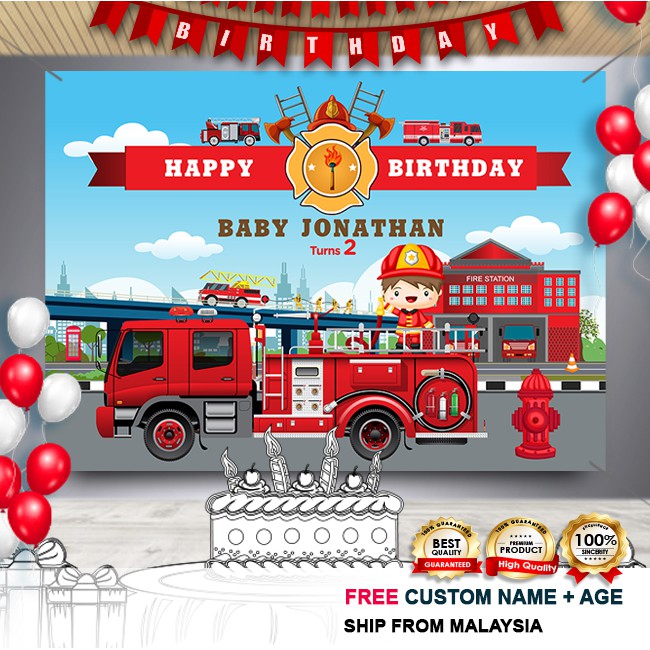 Paper & Party Supplies Party Supplies Fire Truck Birthday Party Fire ...