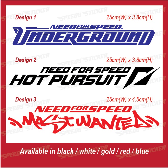 Need For Speed Car Decal Sticker / Sticker Kereta / Car Decorate ...