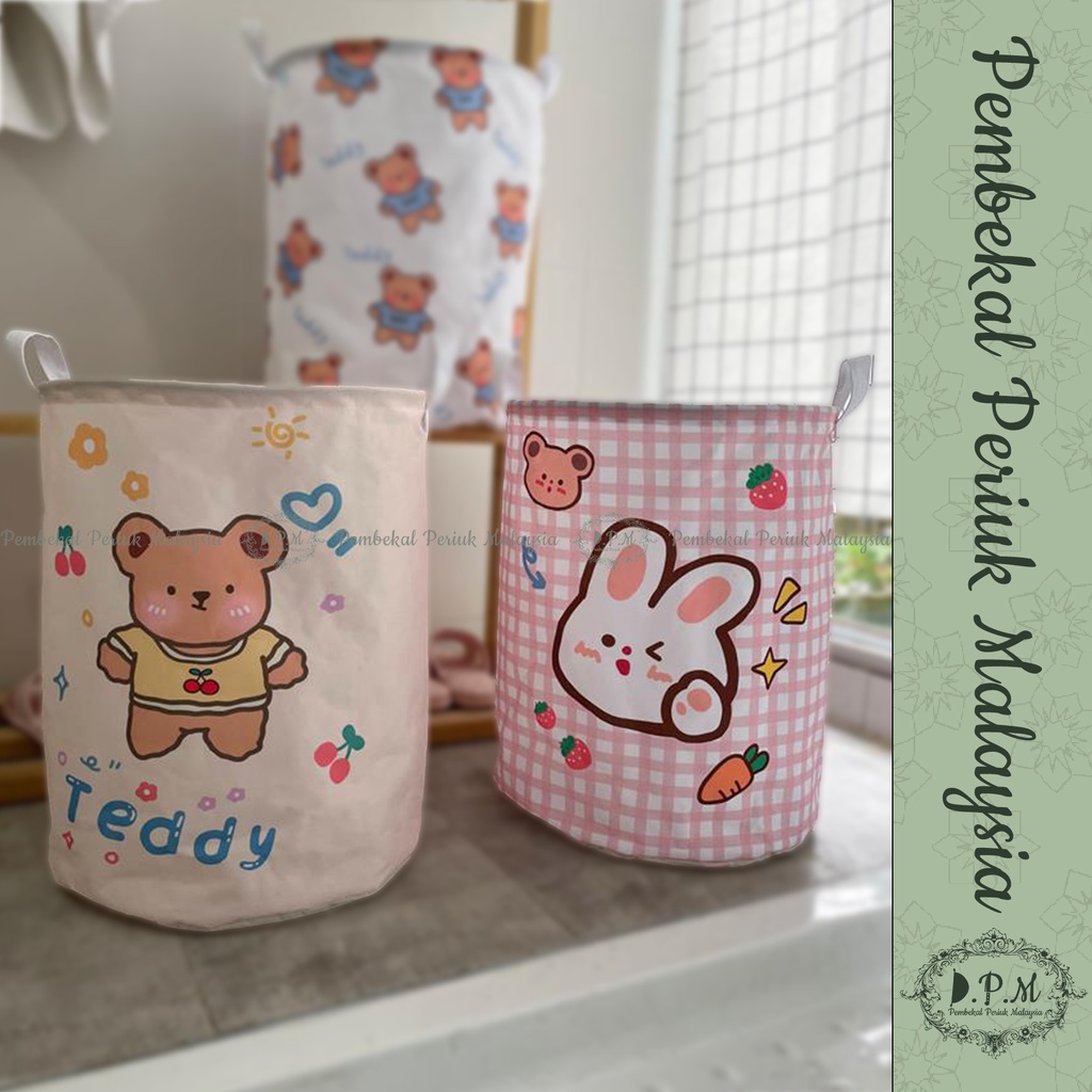 Cylinder Cartoon Clothes Basket / Bakul Pakaian Kartun Silinder (READY ...