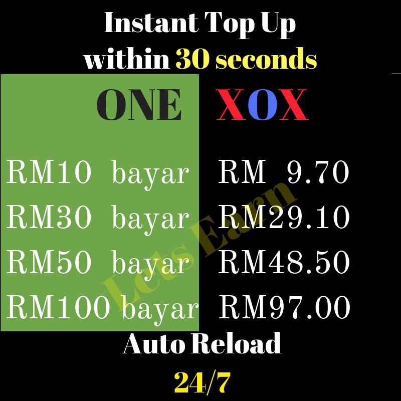 Auto [3% OFFER] XOX / ONEXOX INSTANT TOP UP RM5/ RM10 / RM30 / RM50 ...