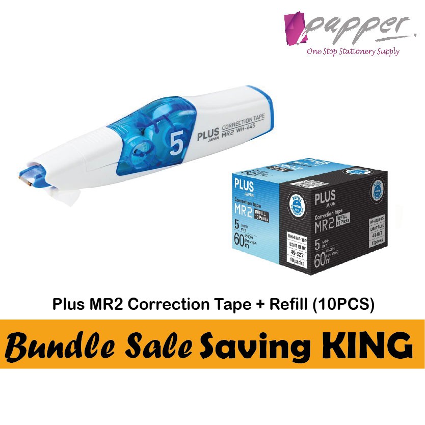 Plus MR2 Correction Tape + 1 Box Refill (10Pcs)(Value Pack) | Shopee ...