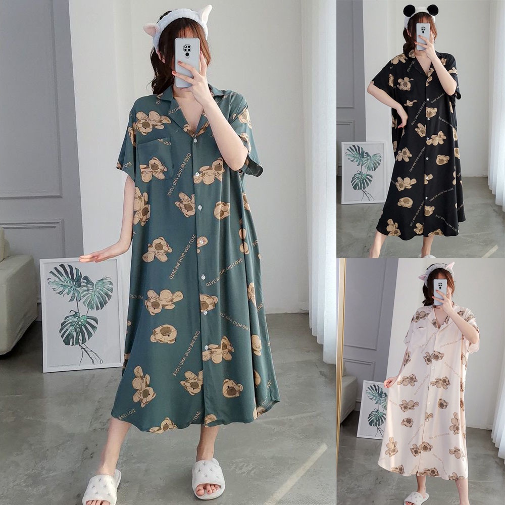 【Plus Size】(40-150kg) Women Oversized Pajamas Loose Long Style Short ...