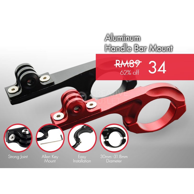 Aluminum Aluminium GoPro Handle Bar Frame Mount Bike Bicycle Mount CNC ...