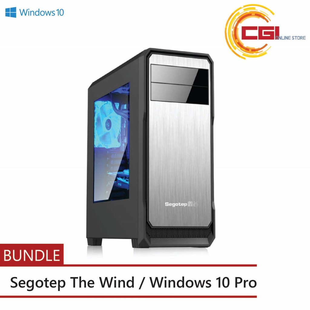 Segotep The Wind ATX Mid Tower Gaming Casing - Black + Original Windows ...