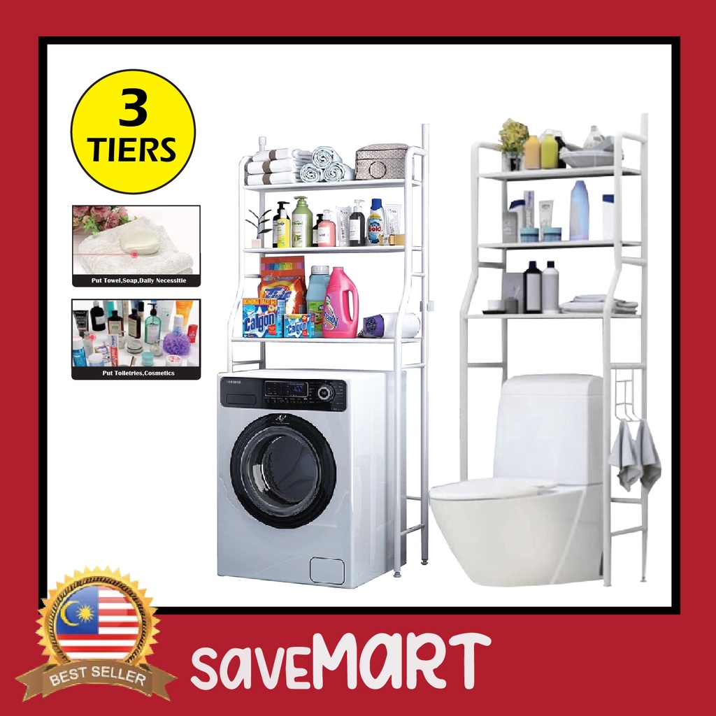 HEAVY DUTY 3 Tiers Stainless Steel Toilet Washing Machine Rack Cabinet ...