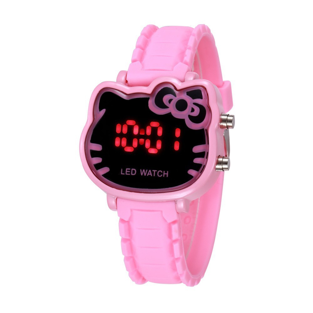 Hello Kitty Cute Kids Sports Watches Korean Silicone Children LED ...