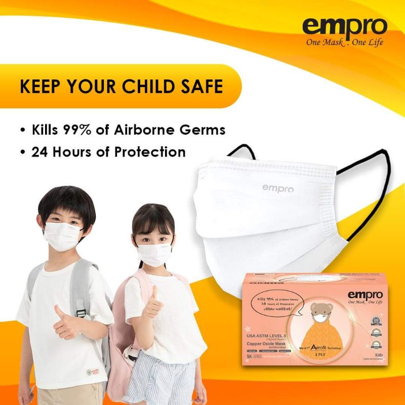 EMPRO COPPER OXIDE KIDS & SLIM FACE MASK [ Anti-Microbial ] SK-SERIES ...