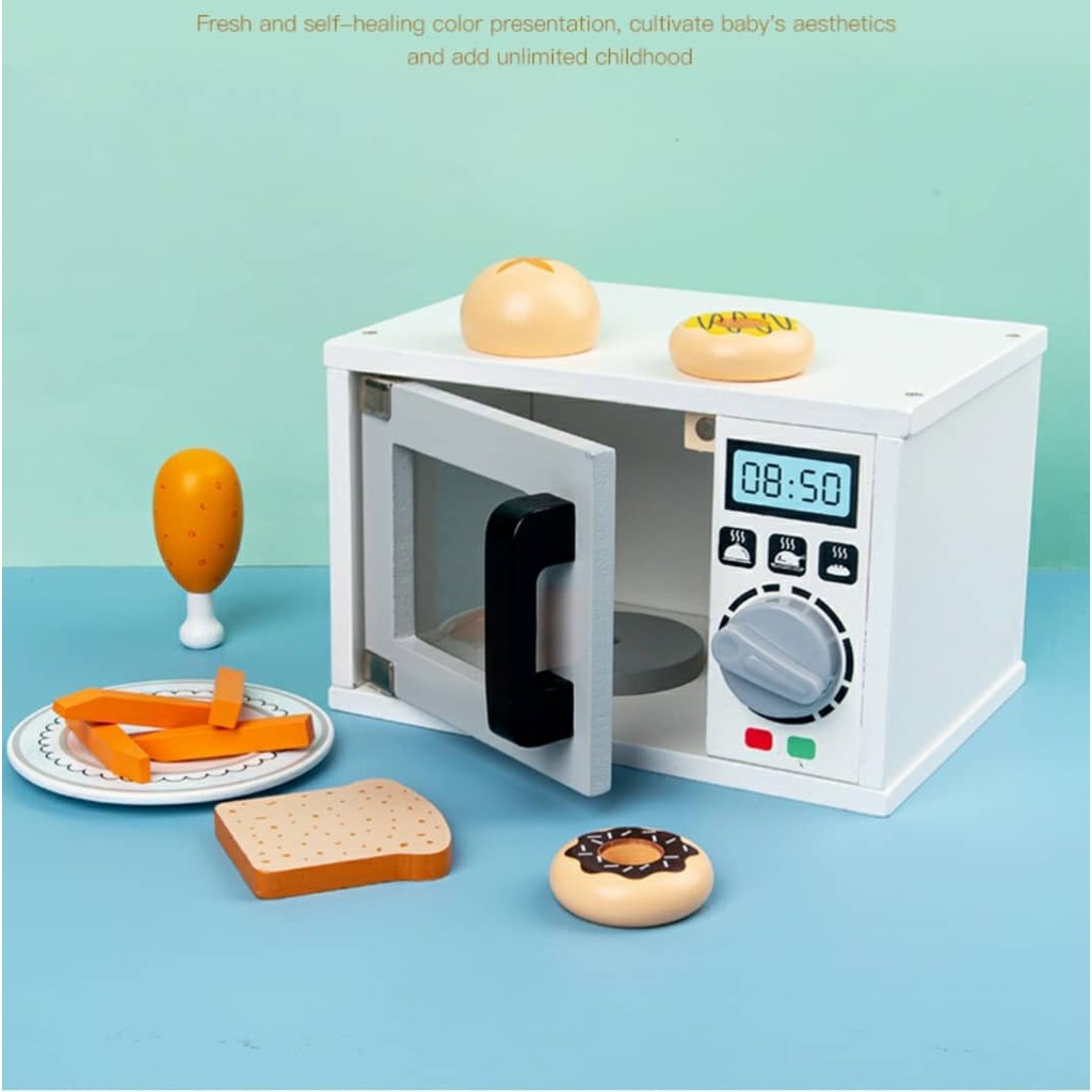 Wooden Kitchen Playset Kids Pretend Play Cooking Toy Toaster Coffee ...