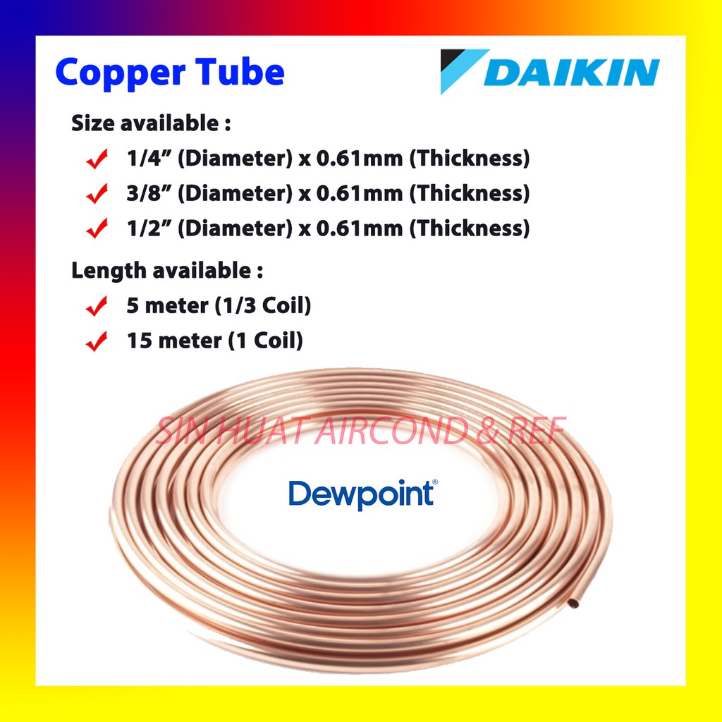 Saiz Copper Pipe Aircond 1hp Saiz Ukuran