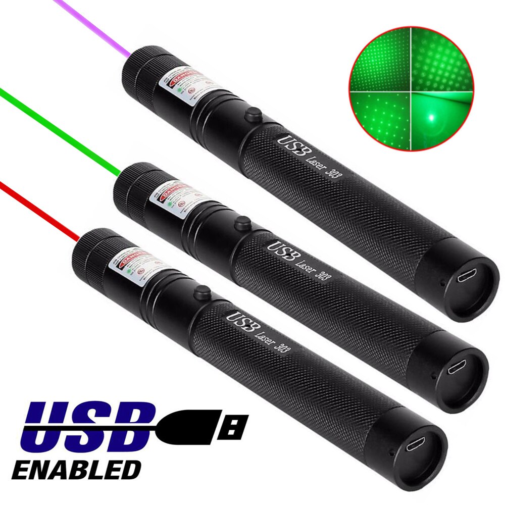 Portable USB laser pointer, built-in battery, adjustable focus red and ...