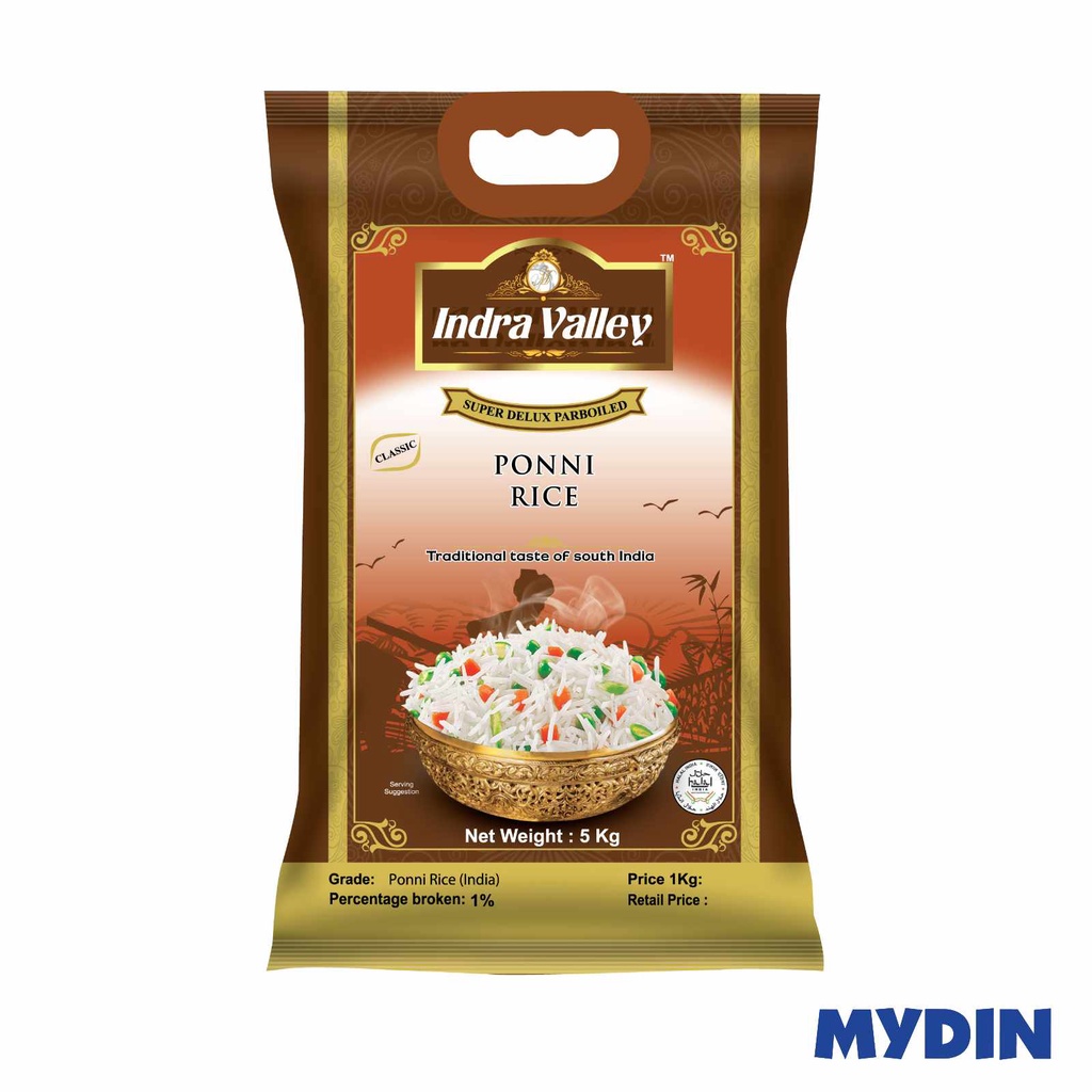 Indra Valley Parboiled Ponni Rice 5kg | Shopee Malaysia