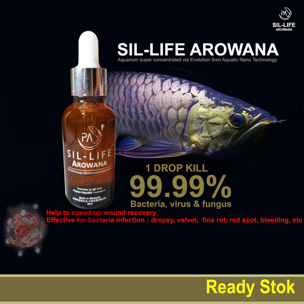 PA Sil-Life Arowana 1000 5nm fish aquarium nano silver anti-microbial ...