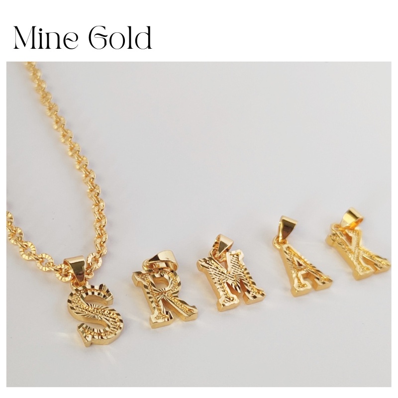 Emas Korea Rantai Leher Perempuan dan Loket Huruf Gold Plated Women Necklace and Pendant ...
