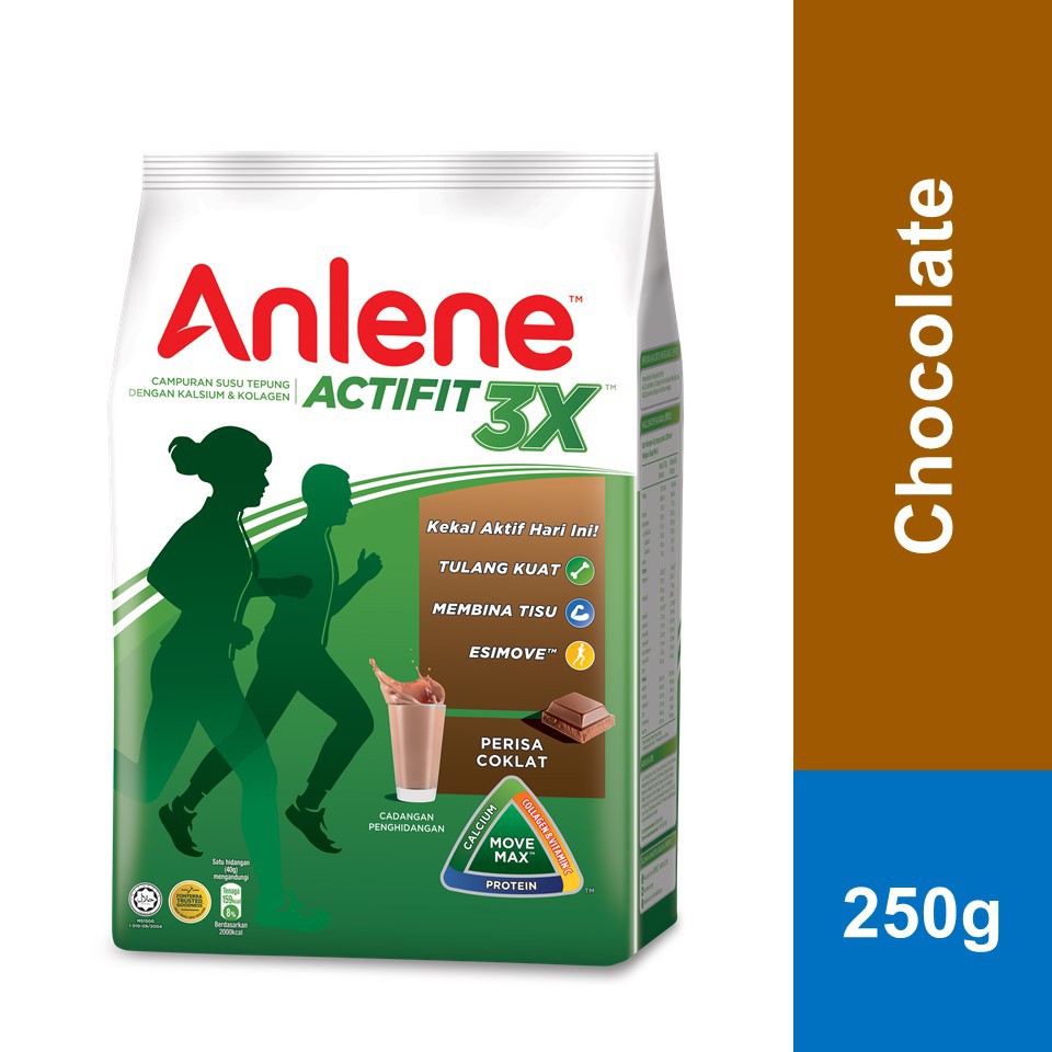 Anlene Actifit 3X Regular Adult Chocolate Milk Powder 250g | Shopee ...