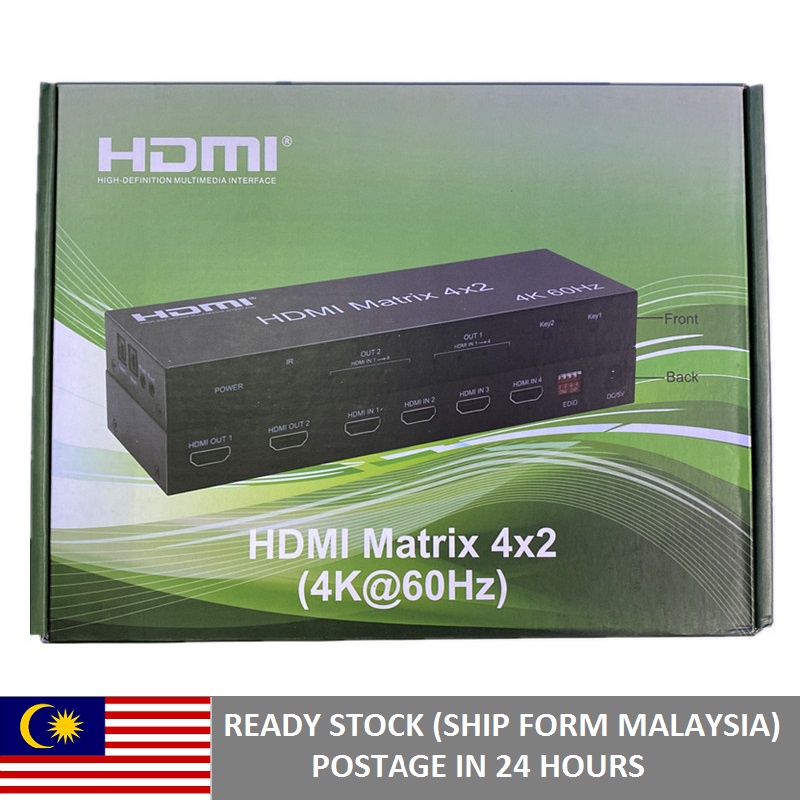 4K x 2K 4x2 HDMI Matrix Switch 4 in 2 Out Matrix HDMI Video Switcher ...
