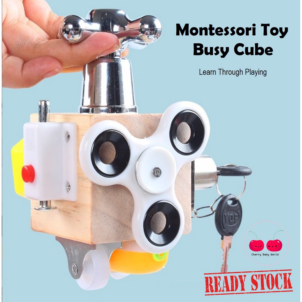 Montessori Busy Cube (Busy Block) Unlock Toy Essential Educational ...
