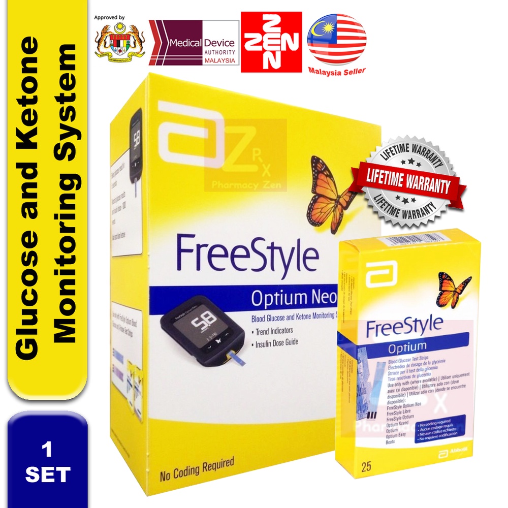 Abbott FreeStyle Optium Neo Glucometer and Ketone Monitoring System +25 ...