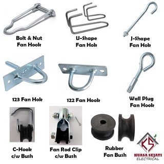Fan Hook c/w Bolt & Nut/ U Shape / J Hook Ceiling Fan Hook (Untuk Ikat ...