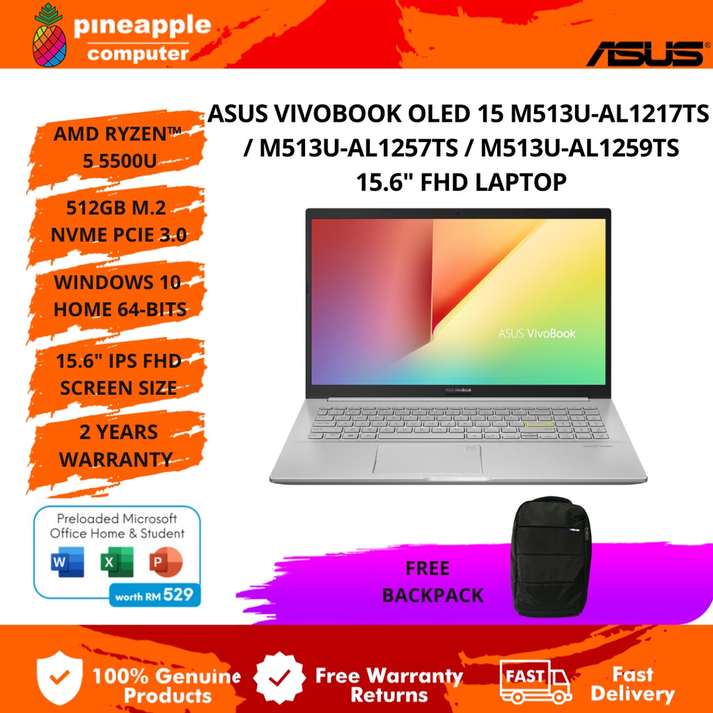 Asus Laptop VivoBook 15 M513U-AL1217TS / M513U-AL1257TS / M513U ...