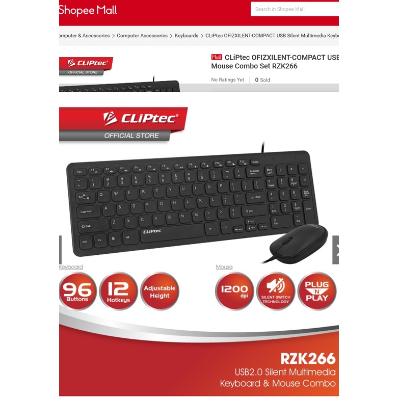 Cliptec keyboard and mouse ( RZK266 ) | Shopee Malaysia