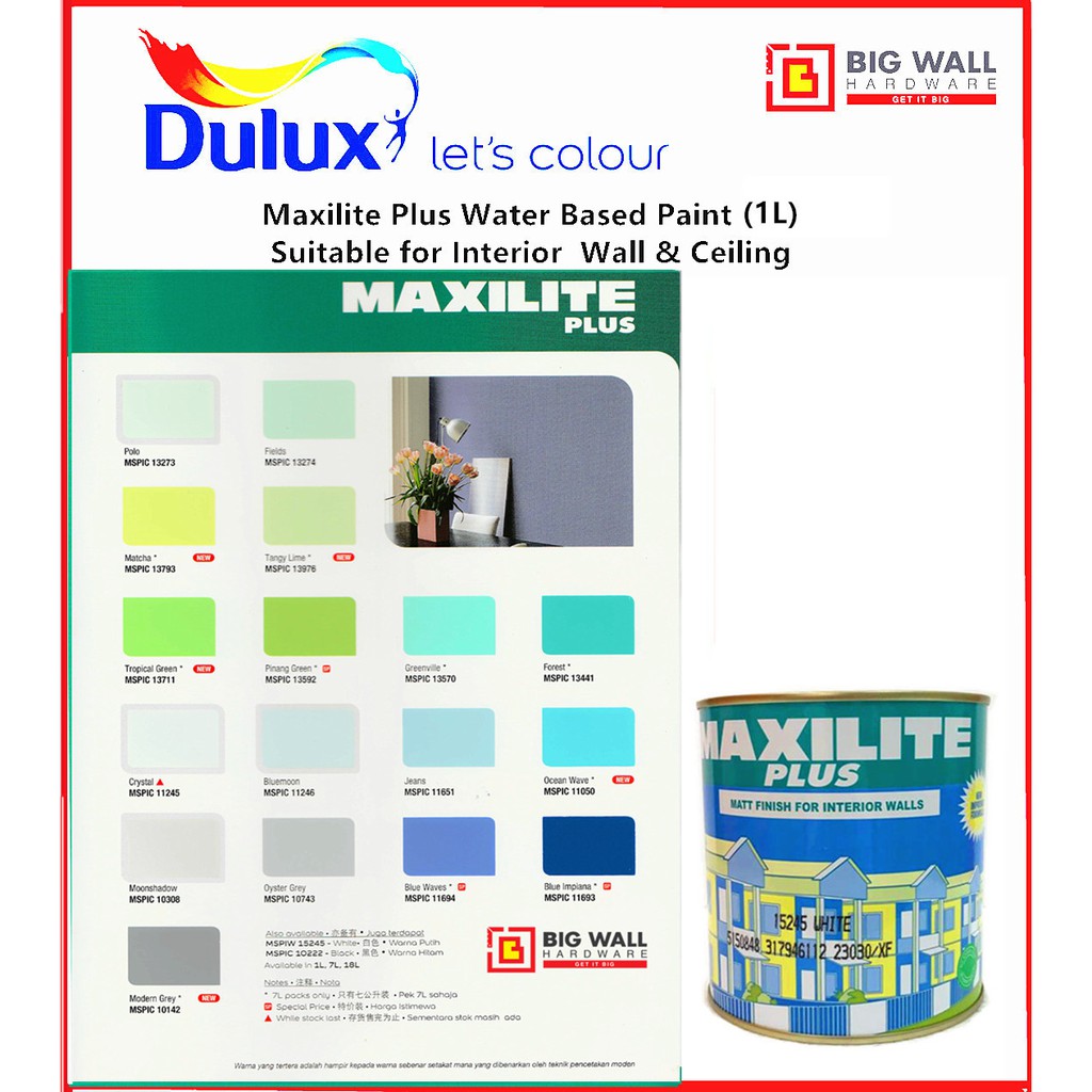 Maxilite Plus Emulsion Paint (1L) P3 *Interior Wall & Ceiling Water ...