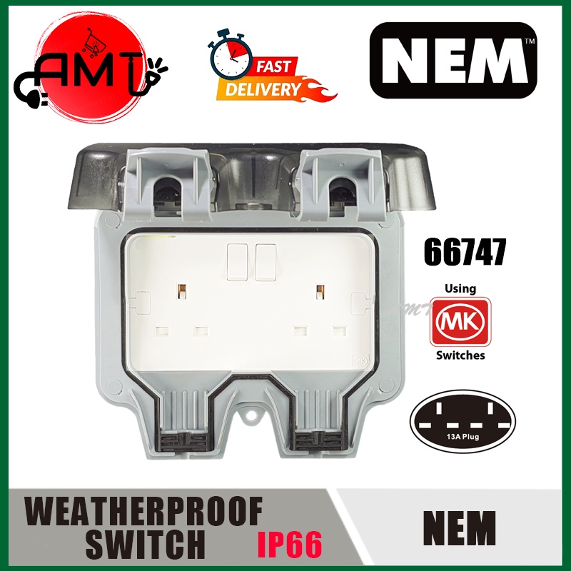 NEM MK WEATHERPROOF SWITCH 13A TWIN SWITCH SOCKET IP66 66747 | Shopee ...