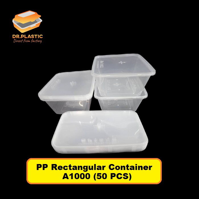 ABBAWARE A1000 Rectangular Disposable Plastic Food Container (50 pcs ...