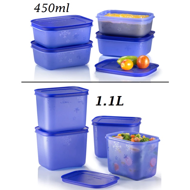 *450ml/1.1L 4pcs*Tupperware Chill Freez Set Freezermate FM(Blue Color ...