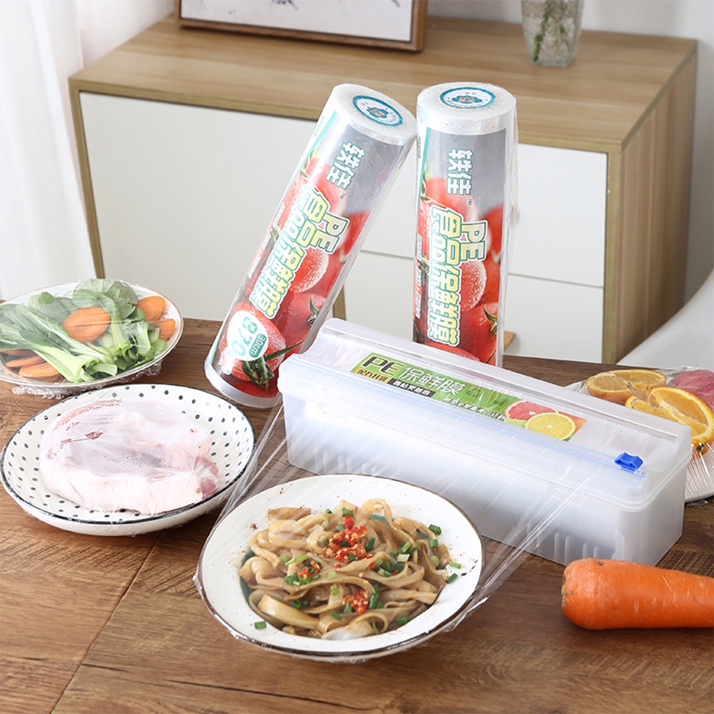 Wrapping Plastic Food Wrap Cutter Box Food Wrapping Film With Cutter ...