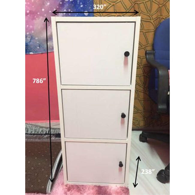 RAK ALMARI 3 PINTU WARNA PUTIH RAK SIMPAN BARANG RAK BUKU ALMARI 3 ...